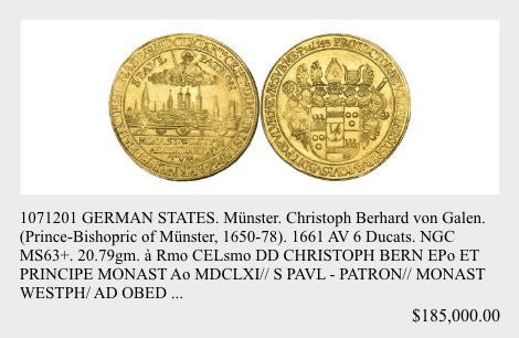 人気のミュンスター都市景観6ダカット金貨 またも【値上がり】を記録 – cocoin.jp