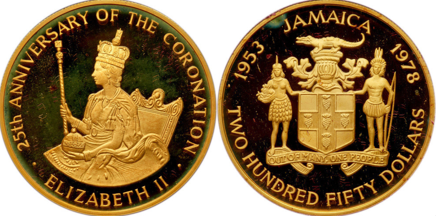 1978年 ジャマイカ エリザベス2世戴冠25周年記念 金メダル(PF68 ULTRA CAMEO) – cocoin.jp